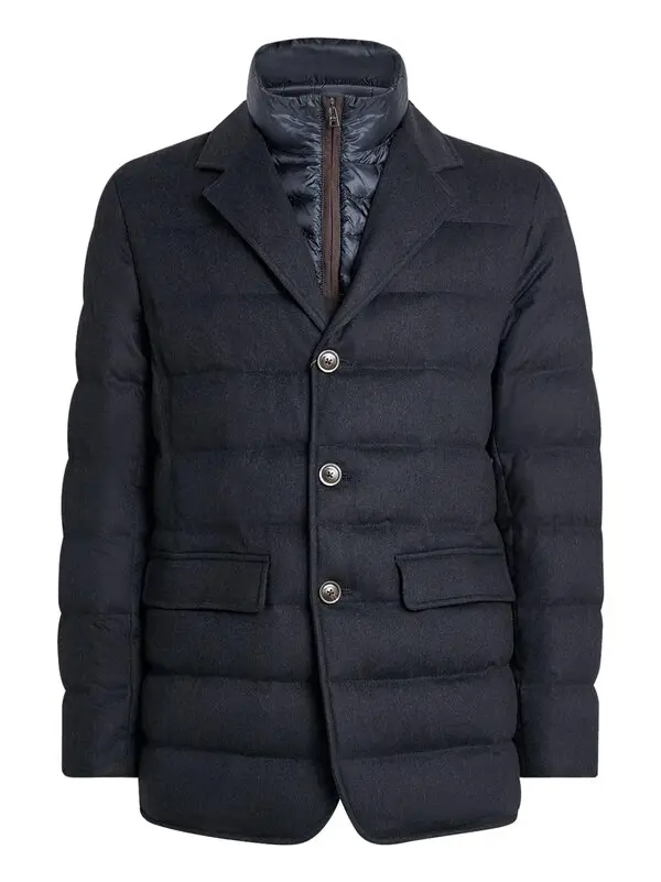 Herno Silk-cashmere Quilted Hybrid Jacket - Navy