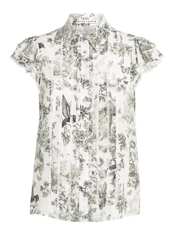 Alice + Olivia Ruffle Minda Blouse - White