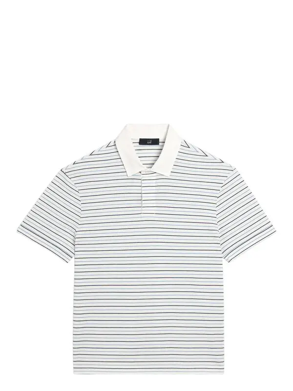 Dunhill Cotton Stripe Polo Shirt - White