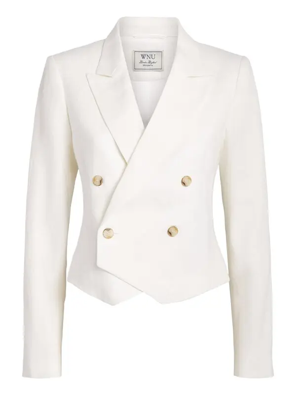 WITH NOTHING UNDERNEATH Linen Belgravia Cropped Blazer - Ivory