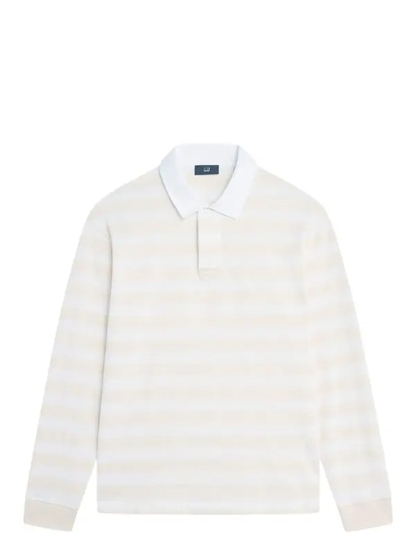 Dunhill Cotton-cashmere Stripe Polo Shirt - Grey