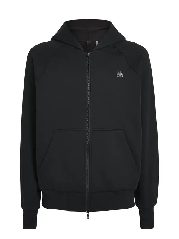 Moose Knuckles Logo Yul Zip-up Hoodie - Black