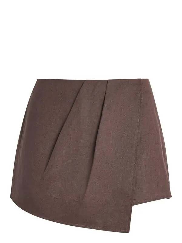 Cult Gaia Linen Posey Skort - Brown