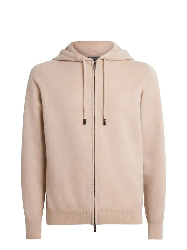 Colombo Cashmere Zip-up Hoodie - Beige