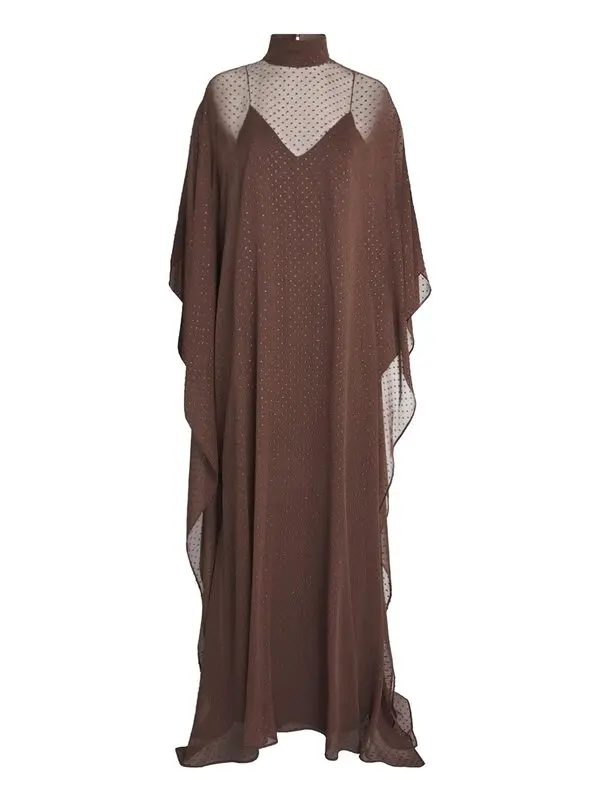 TALLER MARMO Silk-blend Muscat Kaftan Maxi Dress - Brown