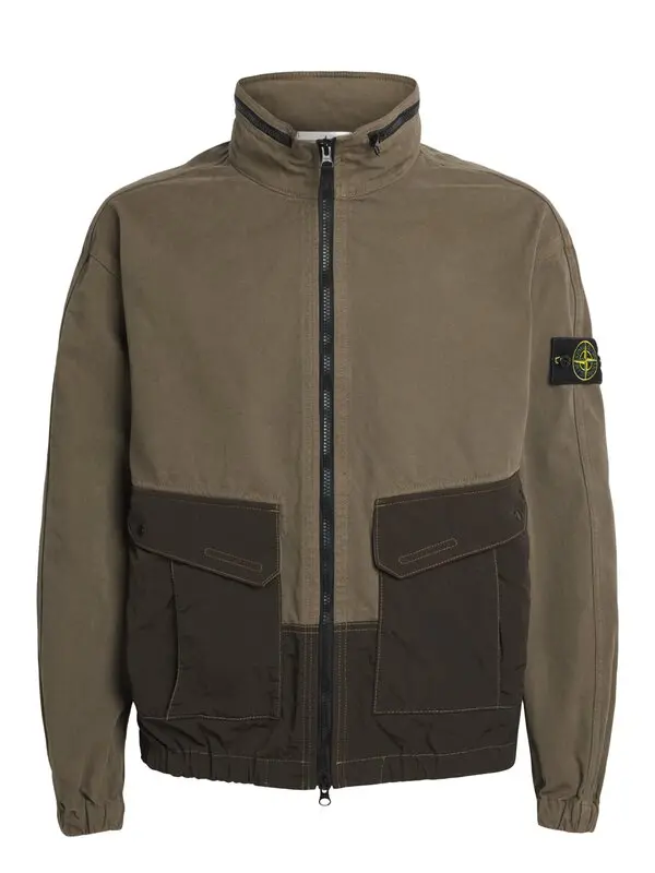 Stone Island Technical Nylon Zip-up Jacket - Green