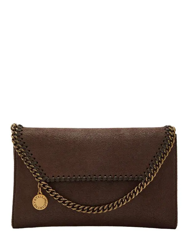 Stella McCartney Falabella Faux Suede Wallet-on-chain - Brown