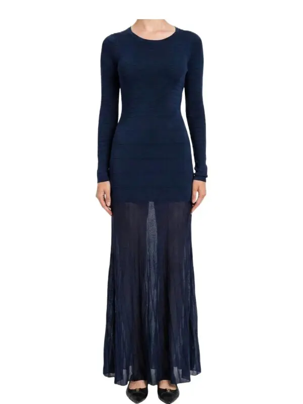 TWINSET Knitted Pleated Maxi Dress - Black