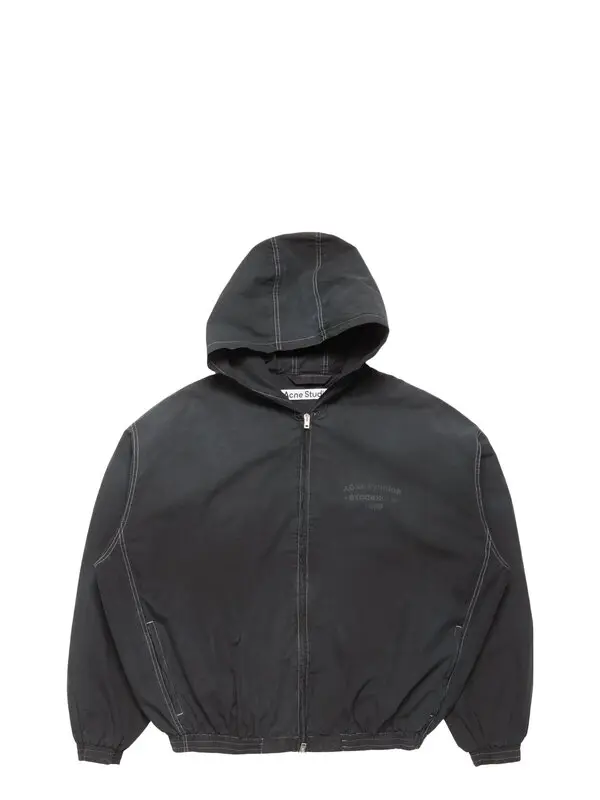 Acne Studios Logo-print Zip-up Hoodie - Black