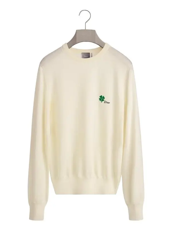 Dior Embroidered Clover Sweater - Nude