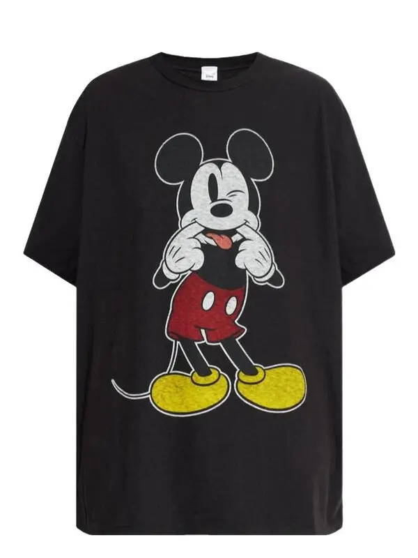 RE/DONE Crew Neck Short Sleeve Printed T-shirt - Black