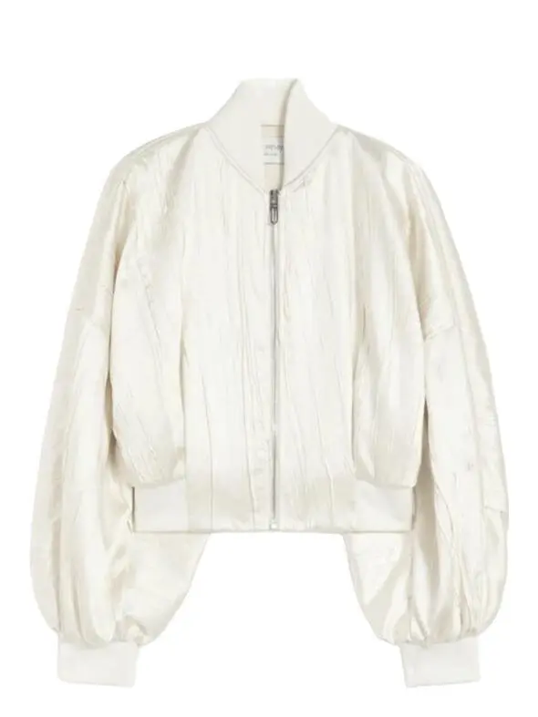 Sportmax Zorro Pleated Satin Bomber Jacket - Ivory