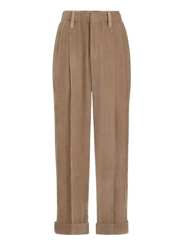 Brunello Cucinelli Fluid Corduroy Baggy Sartorial Trousers - Brown