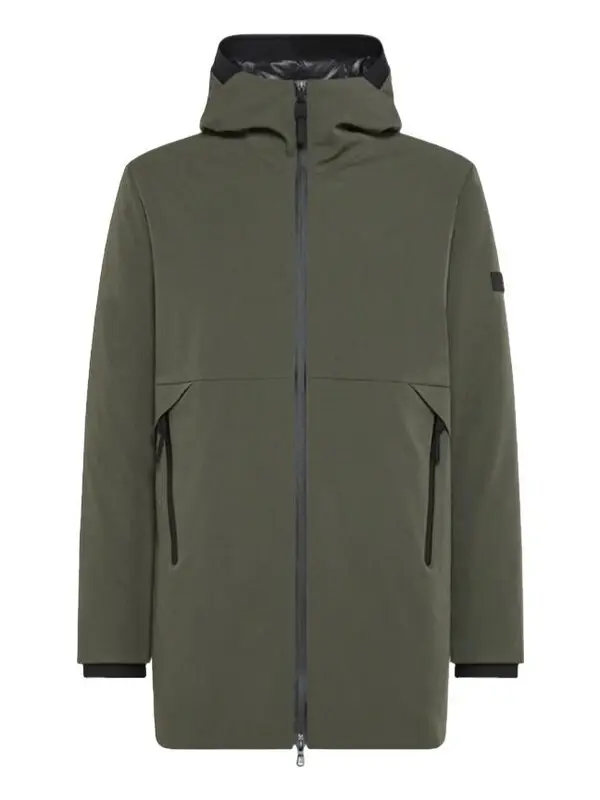 Peuterey Logo-patch Hooded Zip-up Coat - Leaf Green