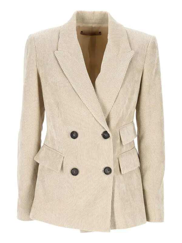 D.exterior Long Sleeve Double Breasted Blazer - Nude