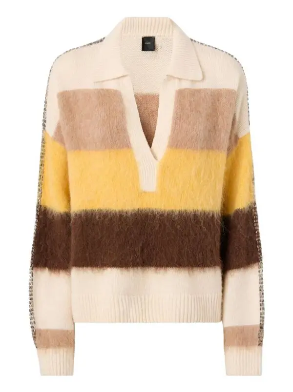 Pinko Striped Crystal-embellished Sweater - Cream Beige