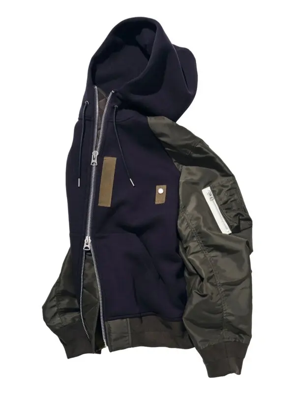 Sacai Panelled Zip-up Hoodie - Navyd/khaki