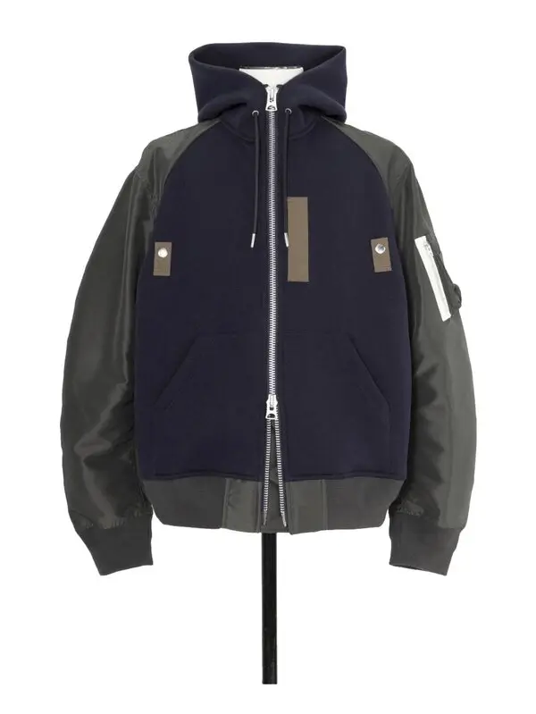 Sacai Panelled Zip-up Hoodie - Navyd/khaki