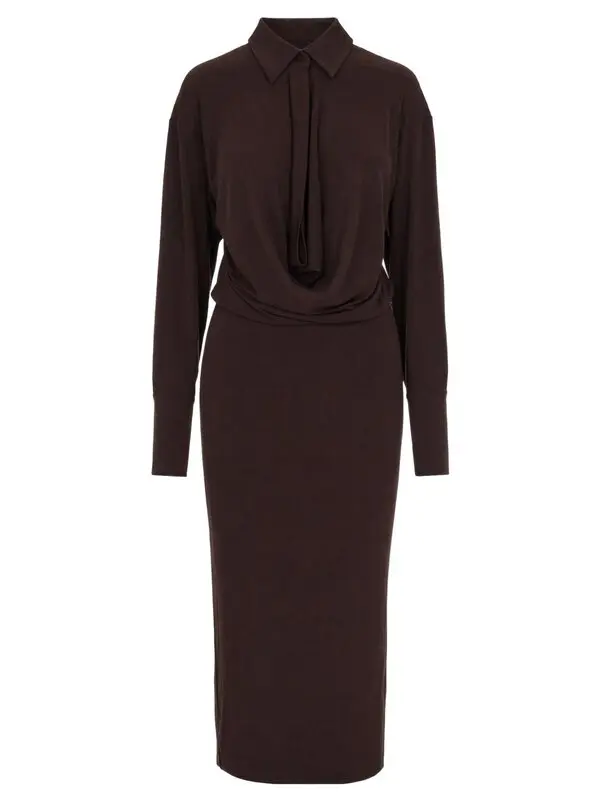 Andamane The Attico Lilia Draped Midi Dress - Darkbrown