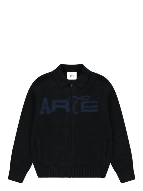 ARTE ANTWERP Logo Patch Zip-up Sweater - Black
