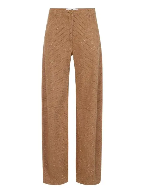 Elisabetta Franchi Balloon Denim Jeans With Rhinestones - Fallow Deer