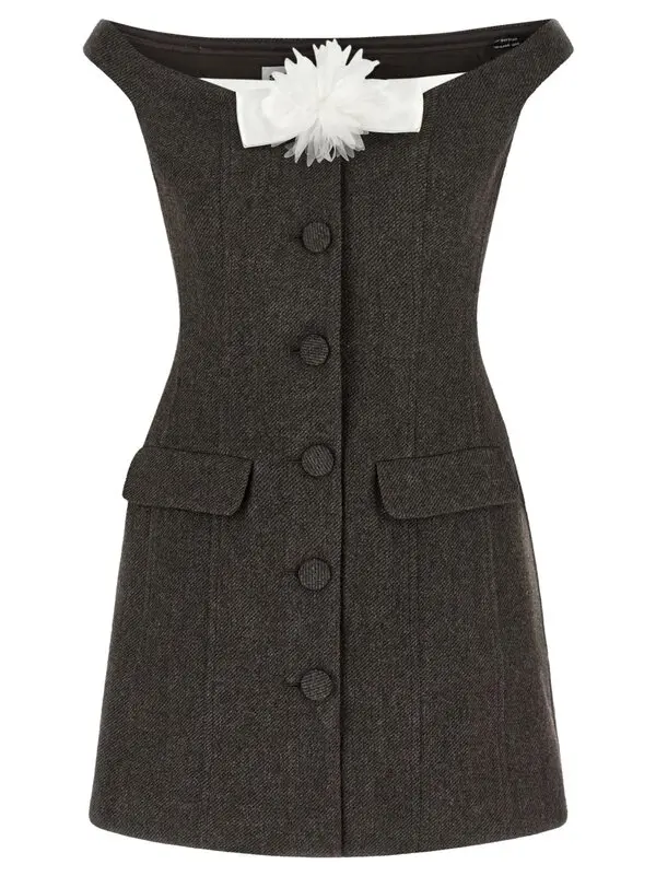 SELF-PORTRAIT Off-the-shoulder Mini Dress - Brown