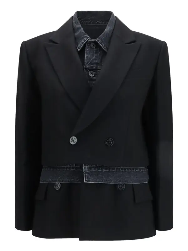 Sacai Layered Cropped Jacket - Black