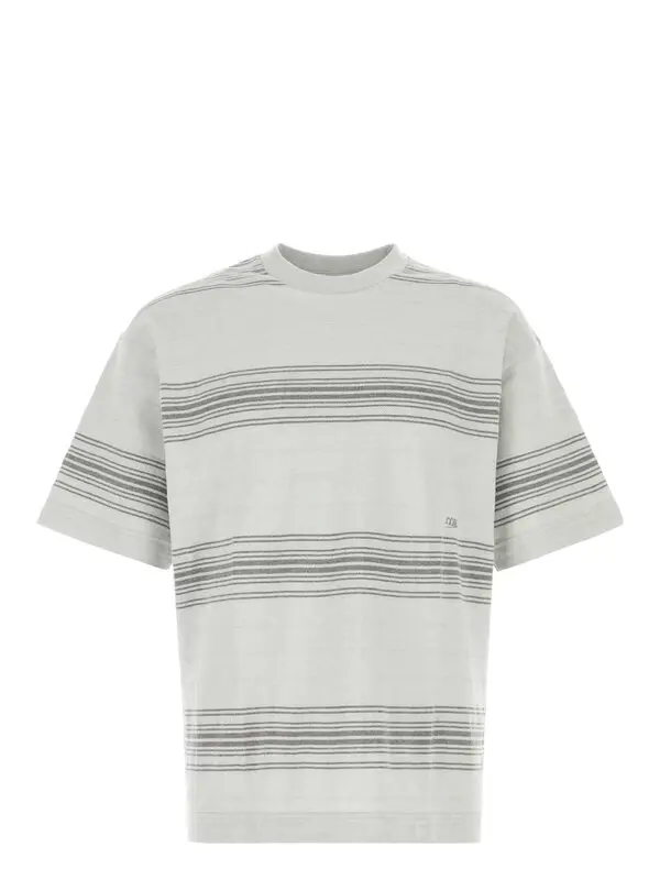 Nanamica Stripe Embroidered T-shirt - Light Gray