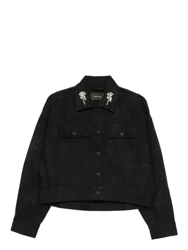 Simone Rocha Jacquard Floral Cropped Jacket - Black