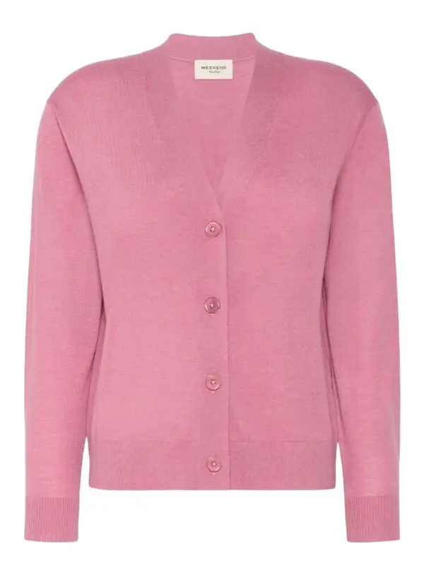 Max Mara V-neck Button-up Cardigan - Raspberry Color