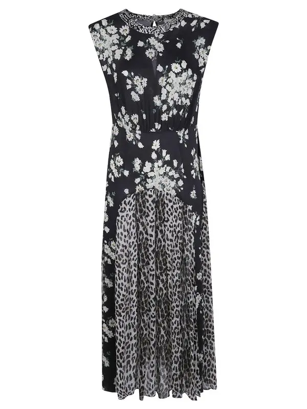 Rixo Floral Print Midi Dress With Pleated Details - Black