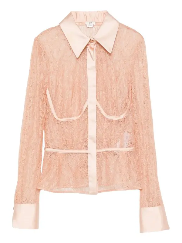 Elisabetta Franchi Lace-panelled Satin-trim Shirt - Pink