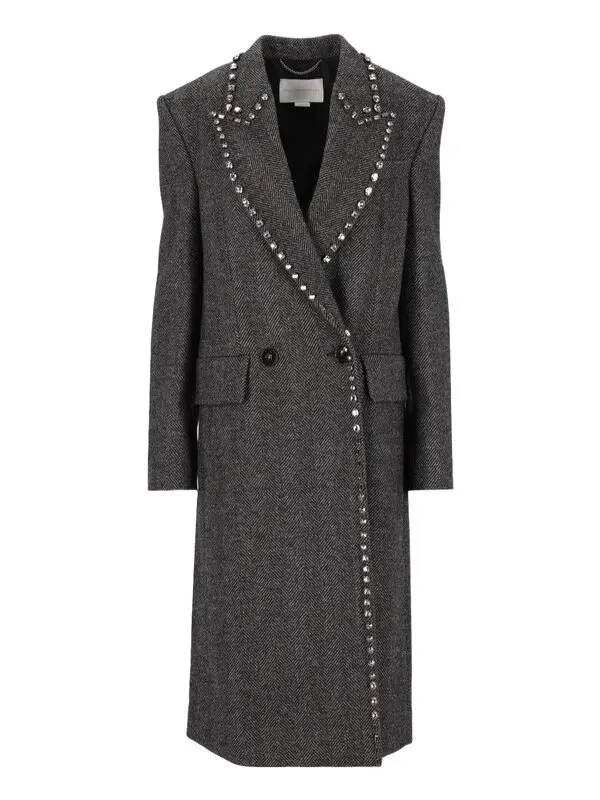 Stella McCartney Embellished Herringbone Coat - Grey