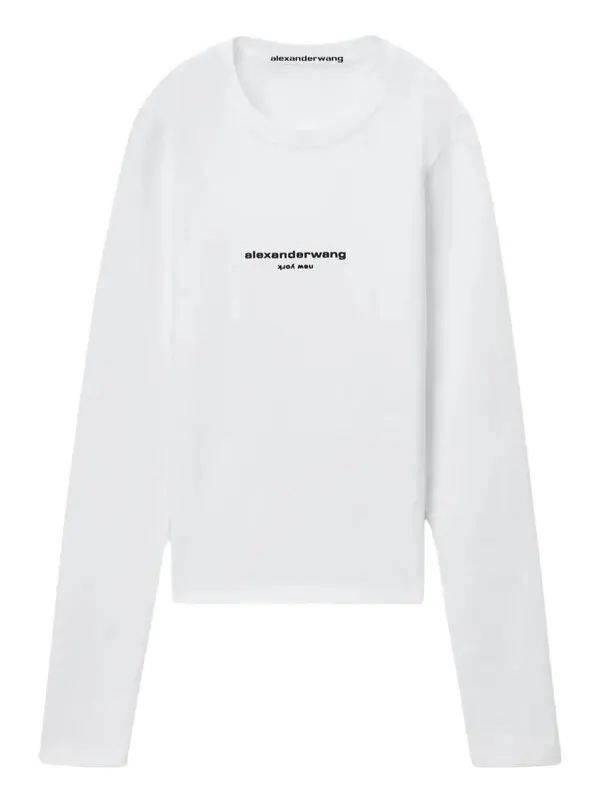 Alexander Wang Logo Fitted Long-sleeve T-shirt - White