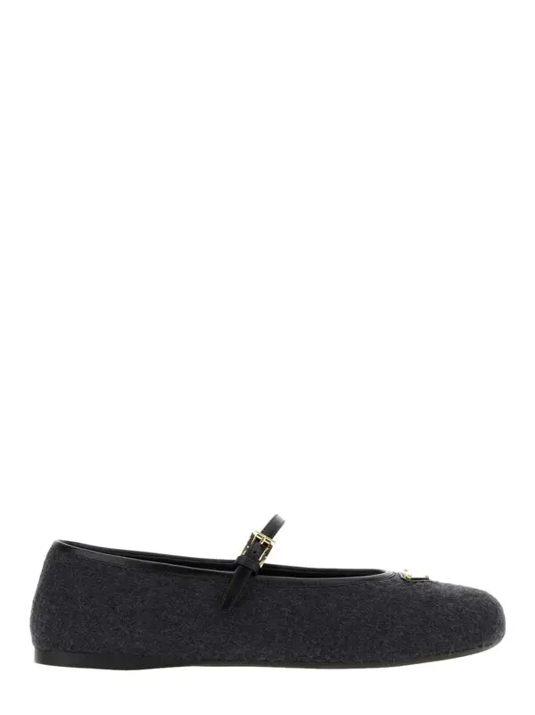 Prada Round-toed Ballet Shoes - Coal Gray