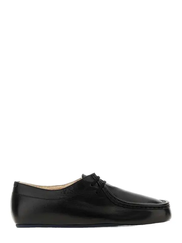 JIL SANDER Shearling-lined Smooth Leather Derby Shoes - Black