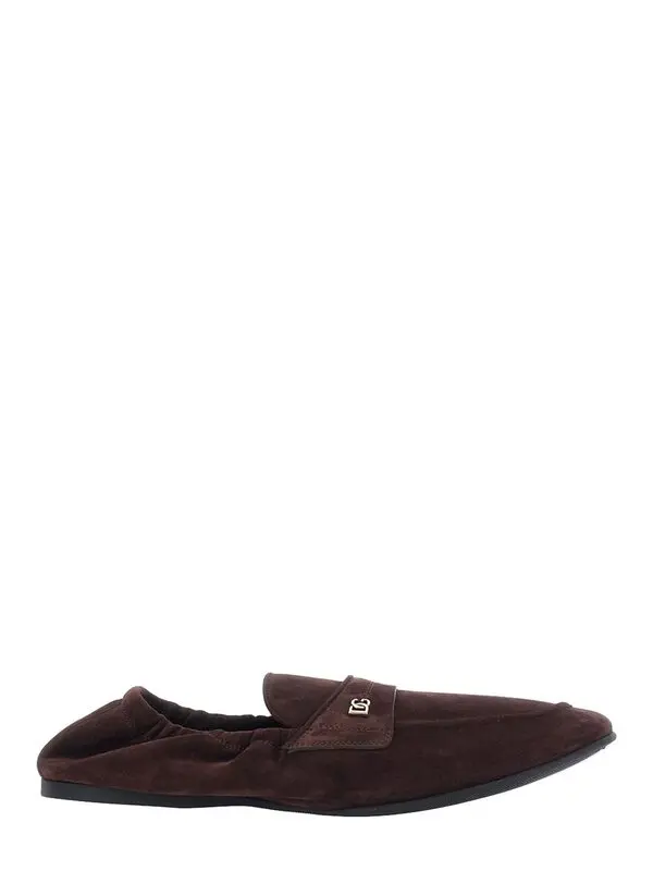 Dolce & Gabbana Suede Calfskin Loafers With Dg Logo - Brown