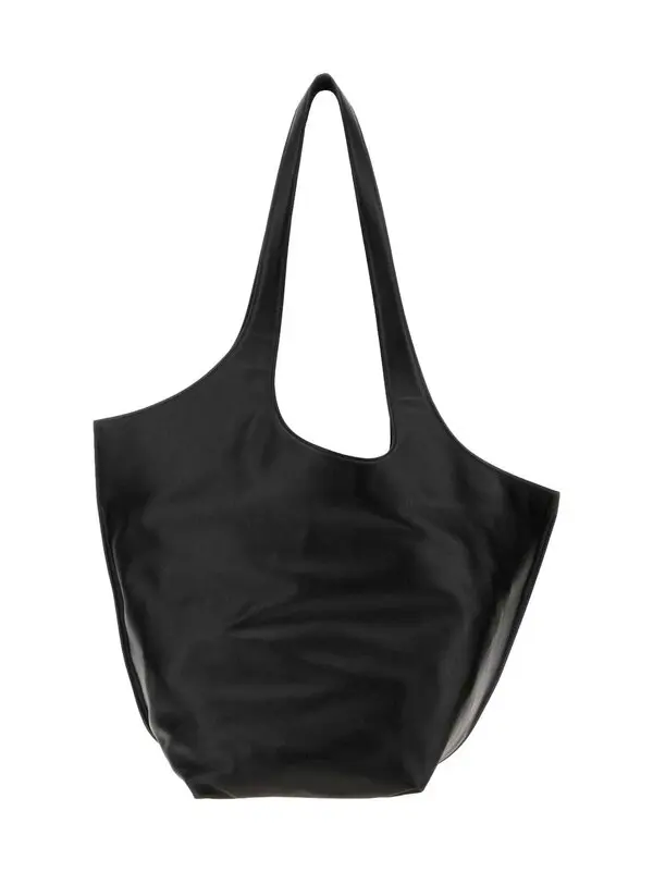 Attico La Scoop Shoulder Bag In Smooth Leather - Black