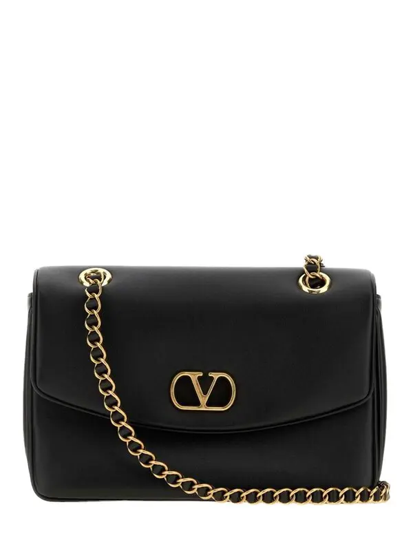 Valentino Garavani Leather Shoulder Bag With Vlogo Signature - Black
