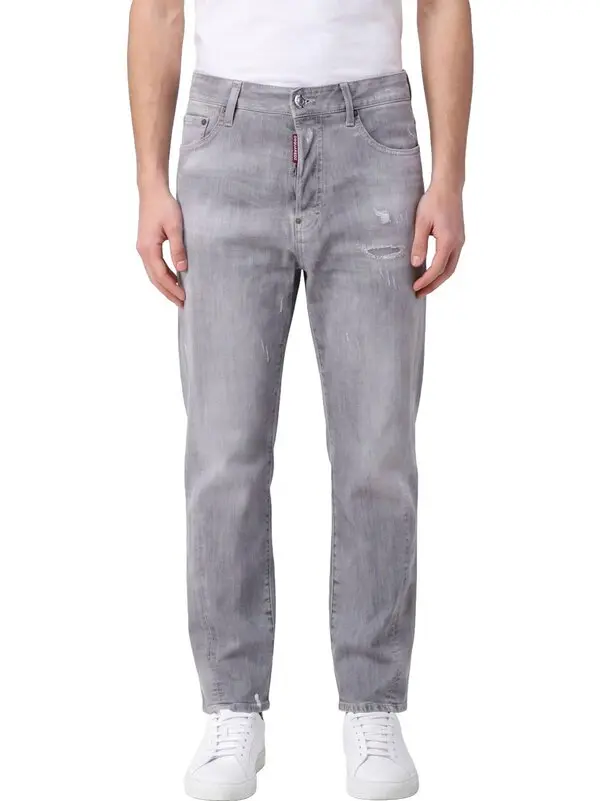 Dsquared2 Distressed Straight-leg Cotton Denim Jeans - Grey