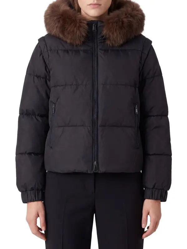 Pinko Godetia Nylon Puffer Jacket With Hood - Brown