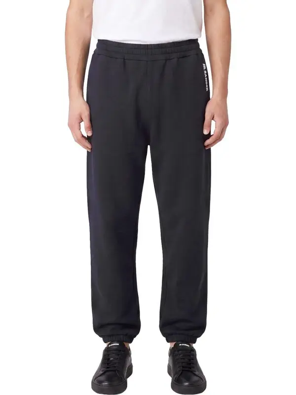 JIL SANDER Pure Cotton Jogging Trousers With Elasticated Cuffs - Black
