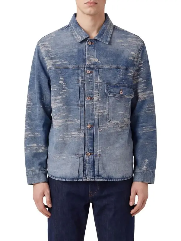 Emporio Armani Printed Denim Jacket - Blue