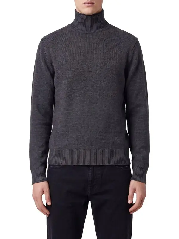 PAOLO PECORA Slim Fit Virgin Wool Turtleneck Jumper With Long Sleeves - Grey