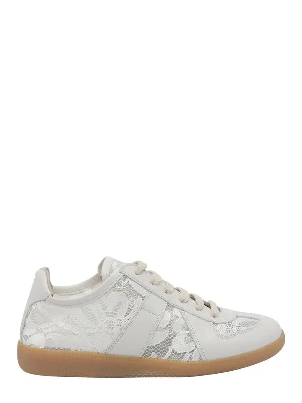 MAISON MARGIELA Replica Trainers With Floral Lace Embroidery - White