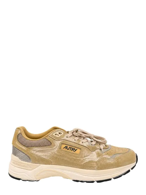 AUTRY Hyperway Super Vintage Sneakers In Suede And Mesh With A Worn-out Effect - Yellow