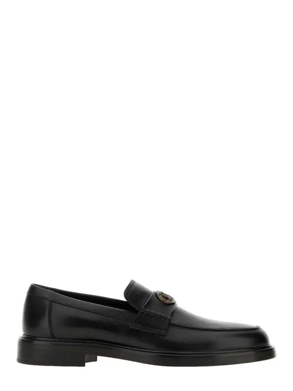 Burberry Pembroke Calfskin Penny Loafers With Metal Ekd Logo - Black