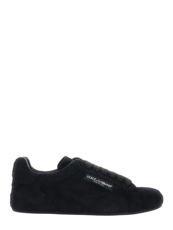 Dolce & Gabbana Portofino Soft Suede Calfskin Sneakers - Black