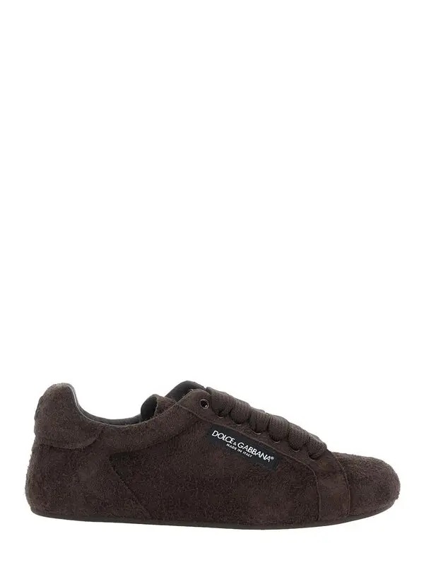 Dolce & Gabbana Portofino Soft Suede Calfskin Sneakers - Dark