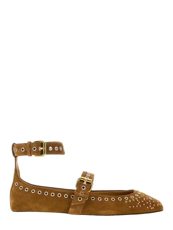 Isabel Marant Étoile Suede Mary Jane Flats With Studs And Eyelets - Brown
